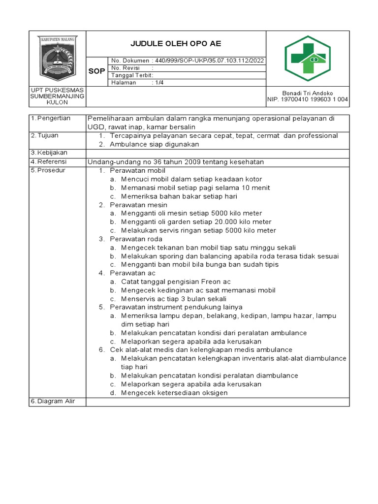 Sop Perawatan Ambulance | PDF