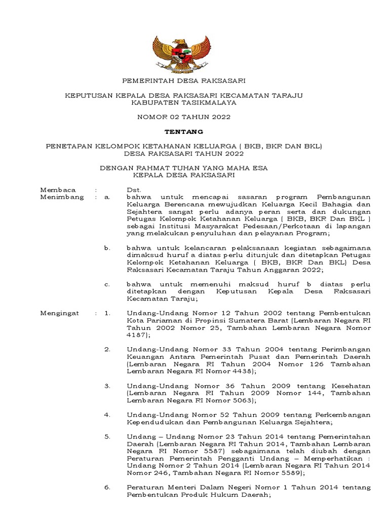 SK BKB, BKL, BKR Dan Uppks | PDF