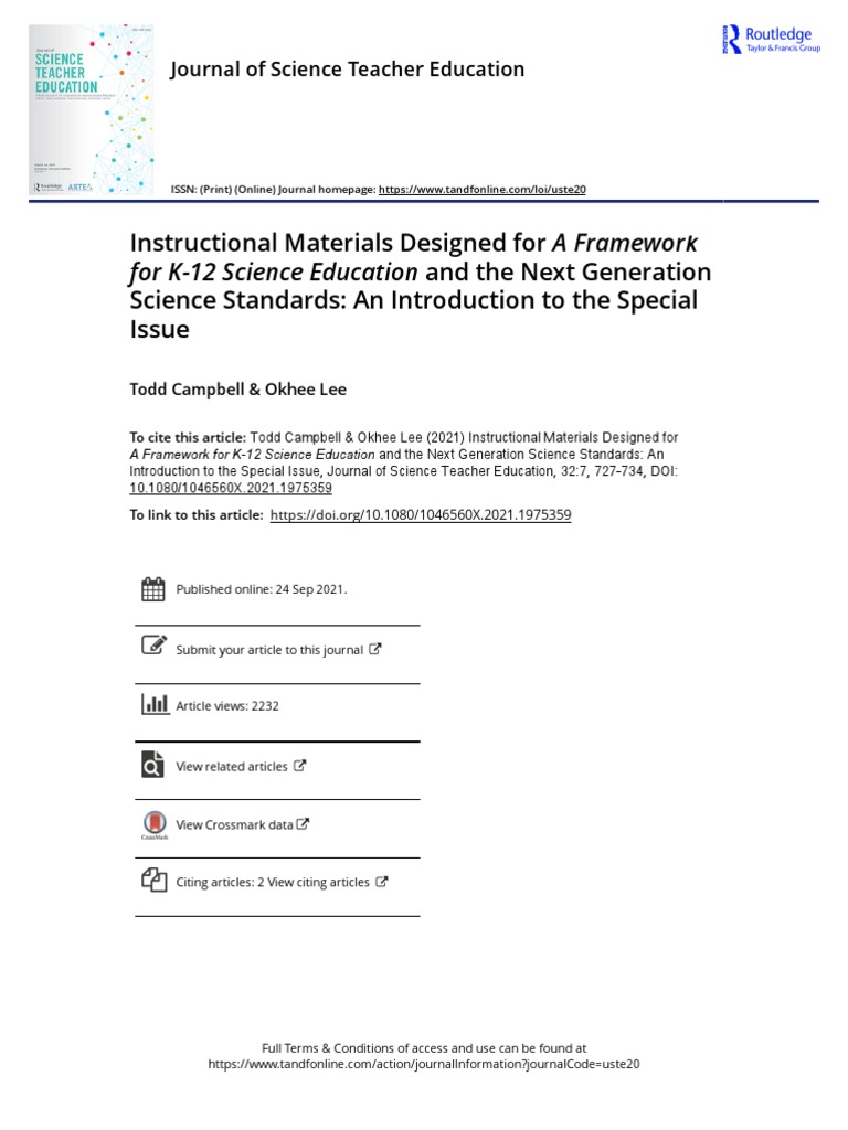 Instructional Materials Designed For A Framework and The Next Generation Science Standards: An ...