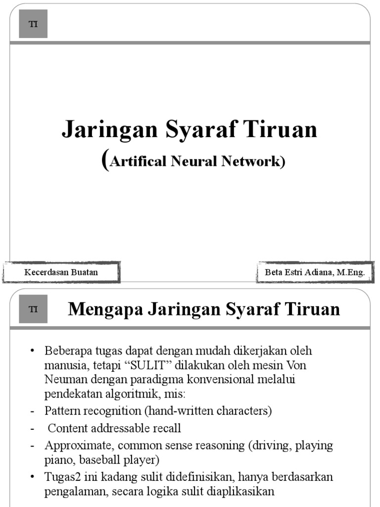 Sejarah dan Konsep Jaringan Syaraf Tiruan | PDF | Sains & Matematika ...