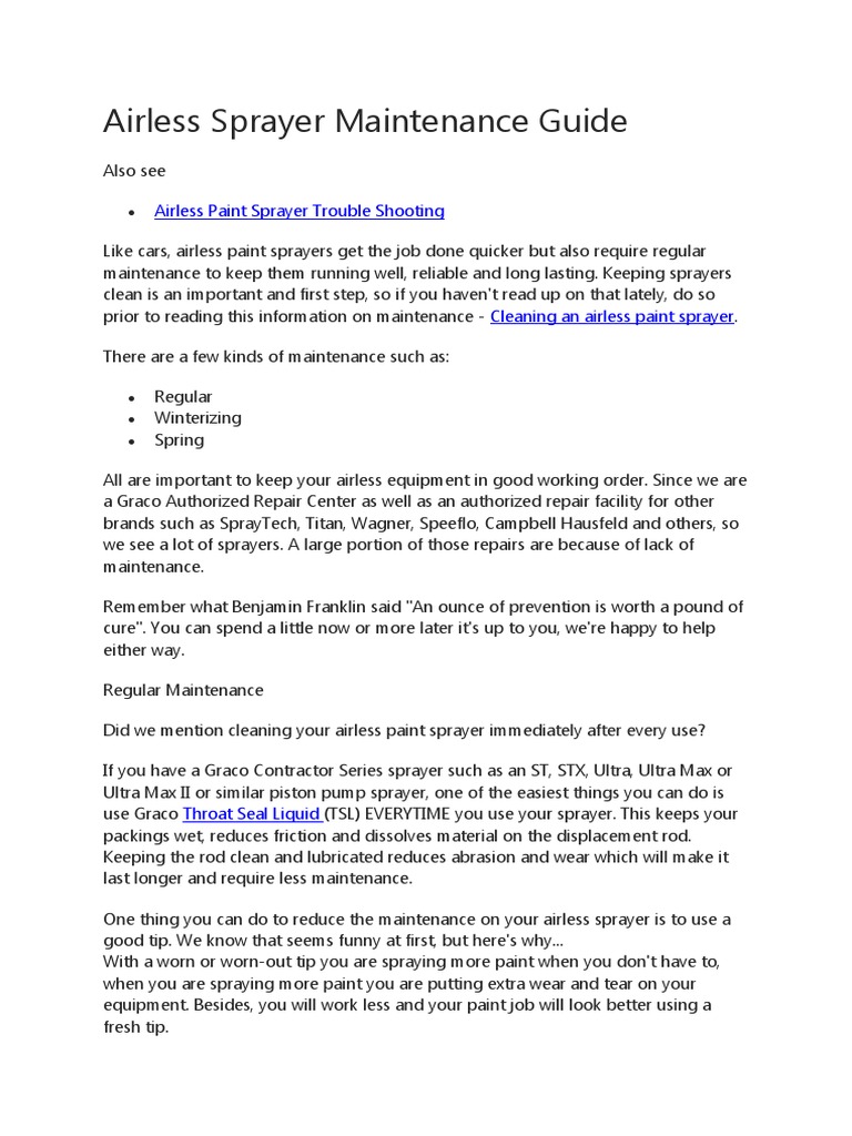 AIRLESS PAINT MACHINE Preventive Maintenance | PDF | Valve | Pump