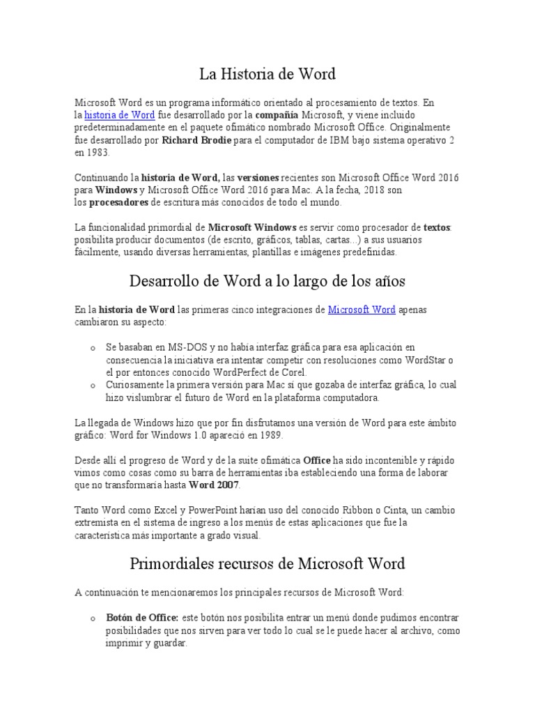 La Historia de Word | PDF | Microsoft Word | Microsoft
