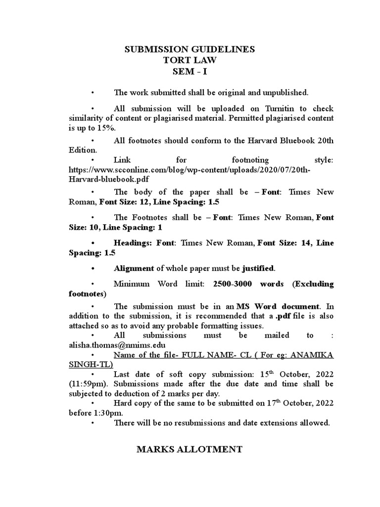 Tort Submission Guidelines | PDF | Injunction | Organ Donation