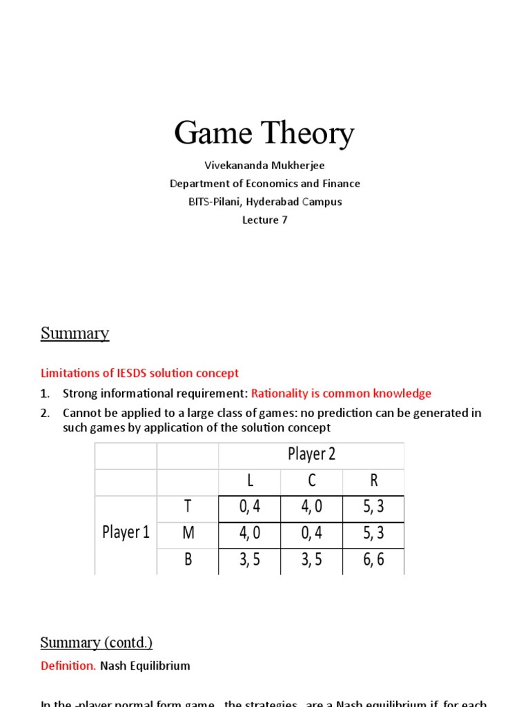Game Theory L7 | PDF