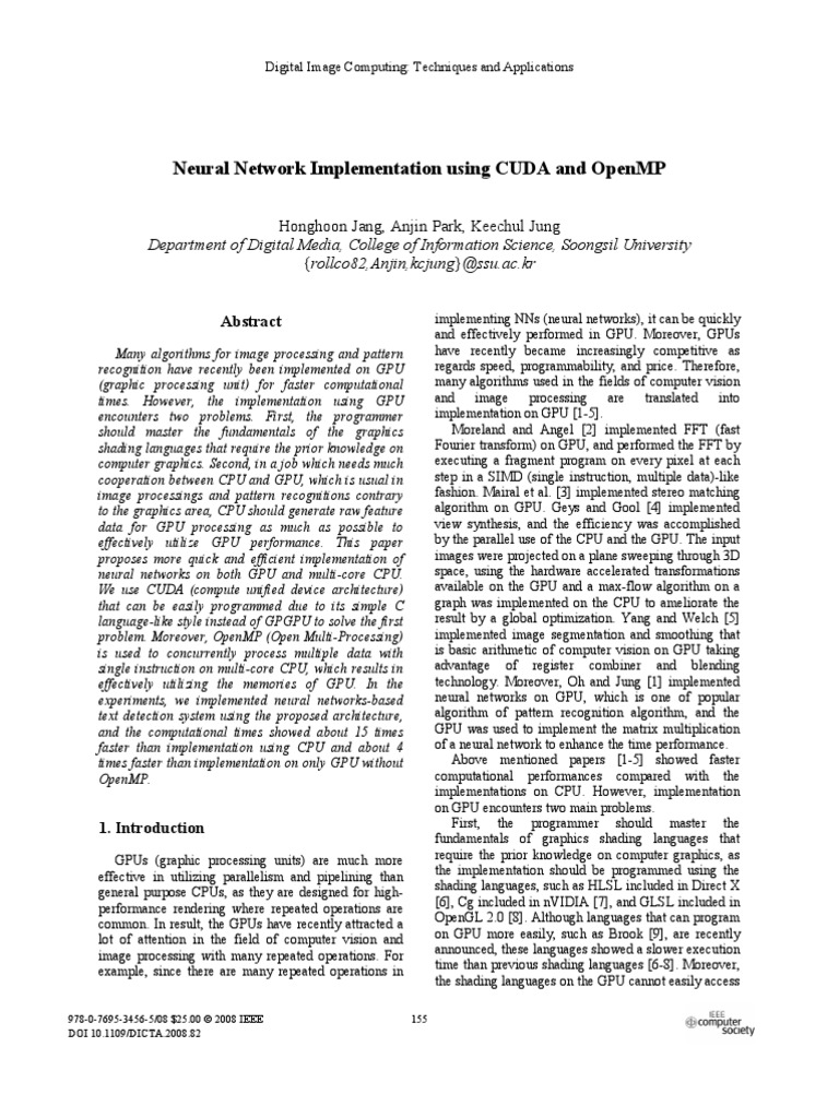 Neural Network Implementation Using CUDA and OpenMP | PDF | Thread (Computing) | Parallel Computing