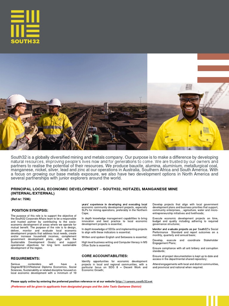 Principal Local Economic Development - South32 Hotazel Manganese Mines ...