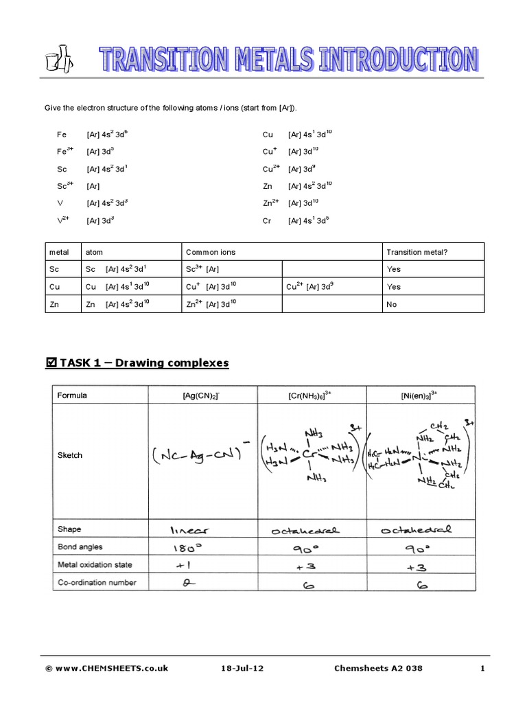 Transition Metals Electron Configurations | PDF