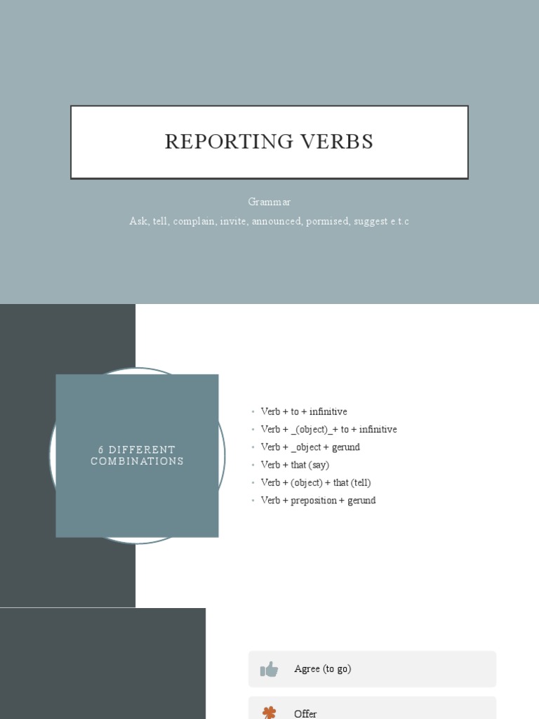 Reporting Verbs | PDF | Verb | Object (Grammar)