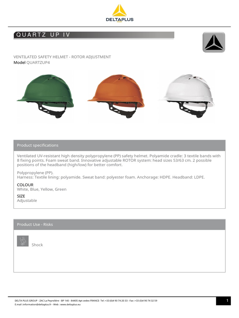 Delta Plus Quartz Up IV Helmet Details | PDF | Manufactured Goods