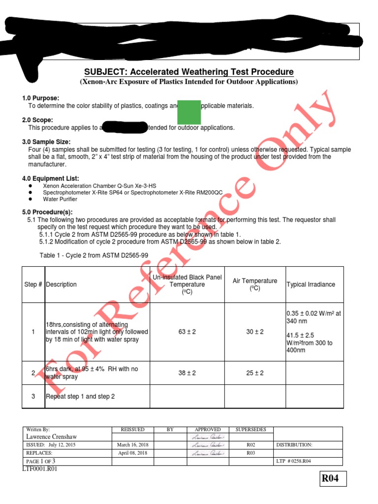 LTP0258. R04 (Accelerated Weathering Test Procedure) | PDF ...