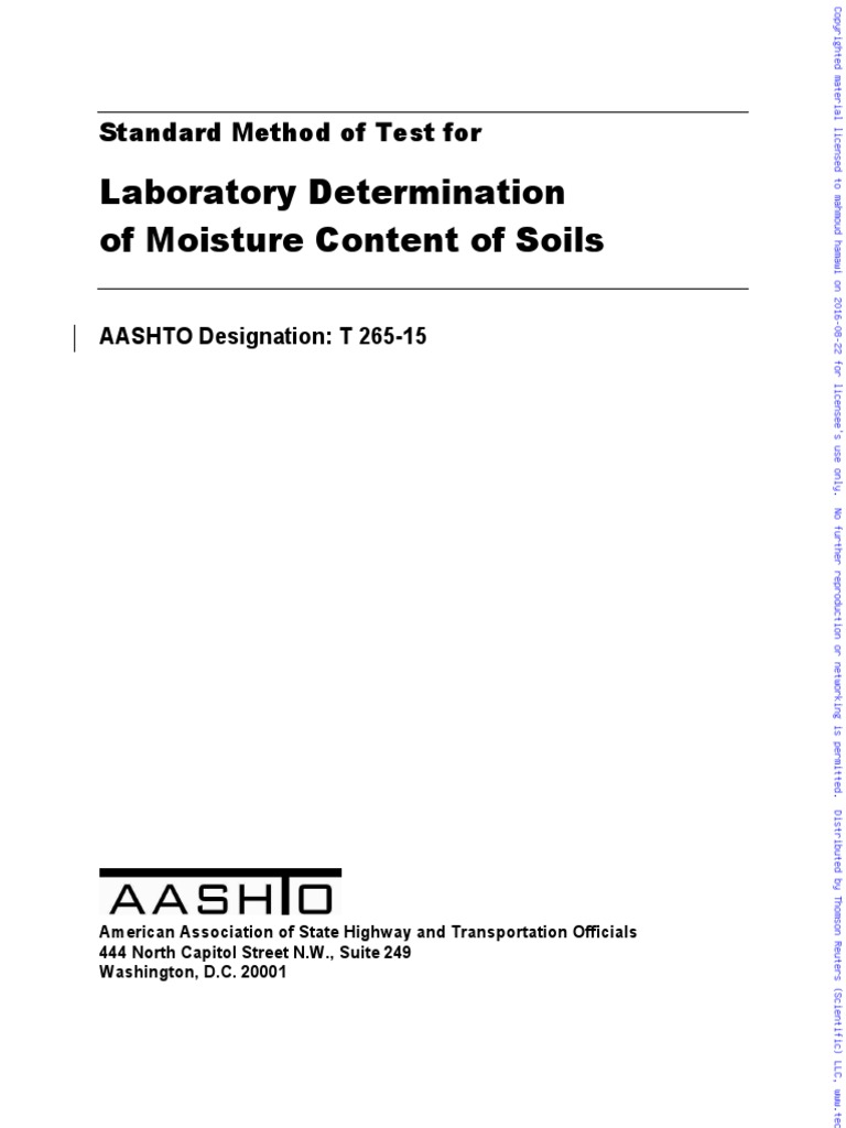 Aashto T265-15 | PDF | Soil | Mass