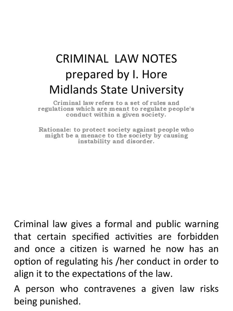 CRIMINAL LAW NOTES Slides LLB 2020 | PDF | Theft | Causation (Law)