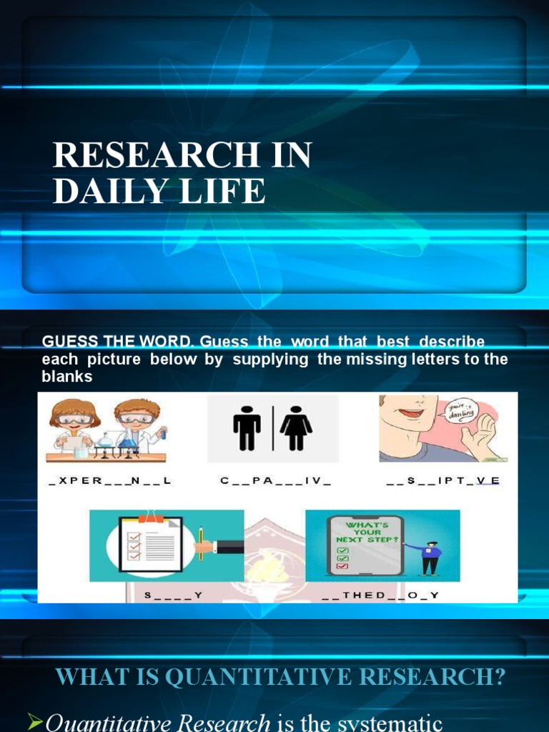Week 1 Research in Daily Life 2 | PDF | Quantitative Research | Statistics