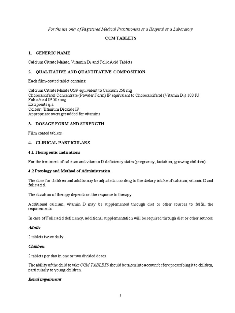 CCM Tablets | PDF | Vitamin D | Bone