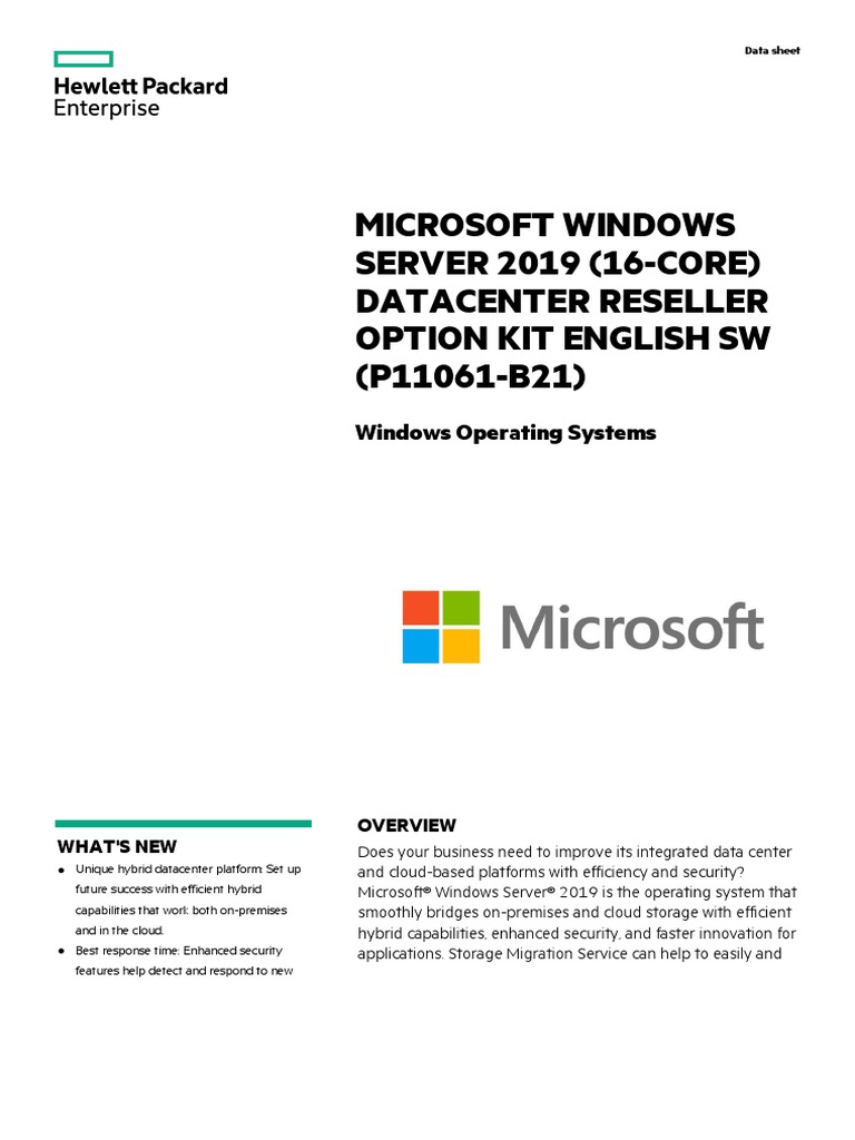 Microsoft Windows Server 2019 (16-Core) Datacenter Reseller Option Kit ...