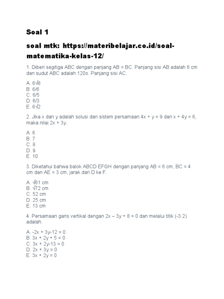 Soal 1 MTK | PDF