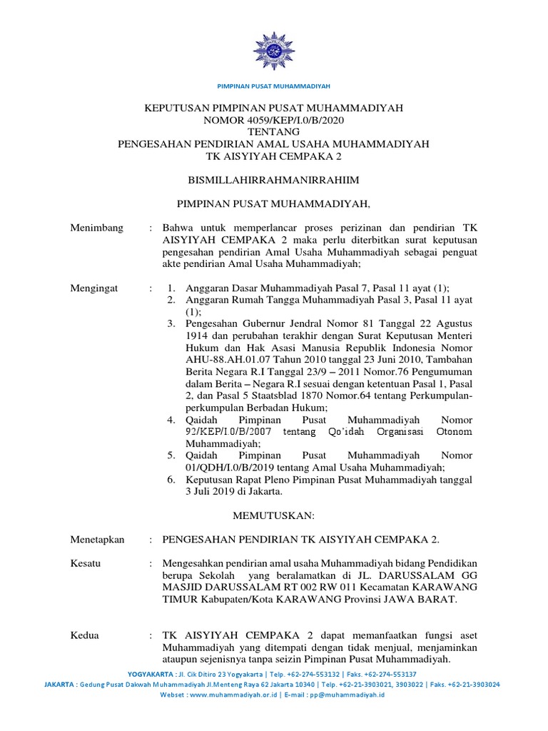 Contoh SK Pengesahan | PDF