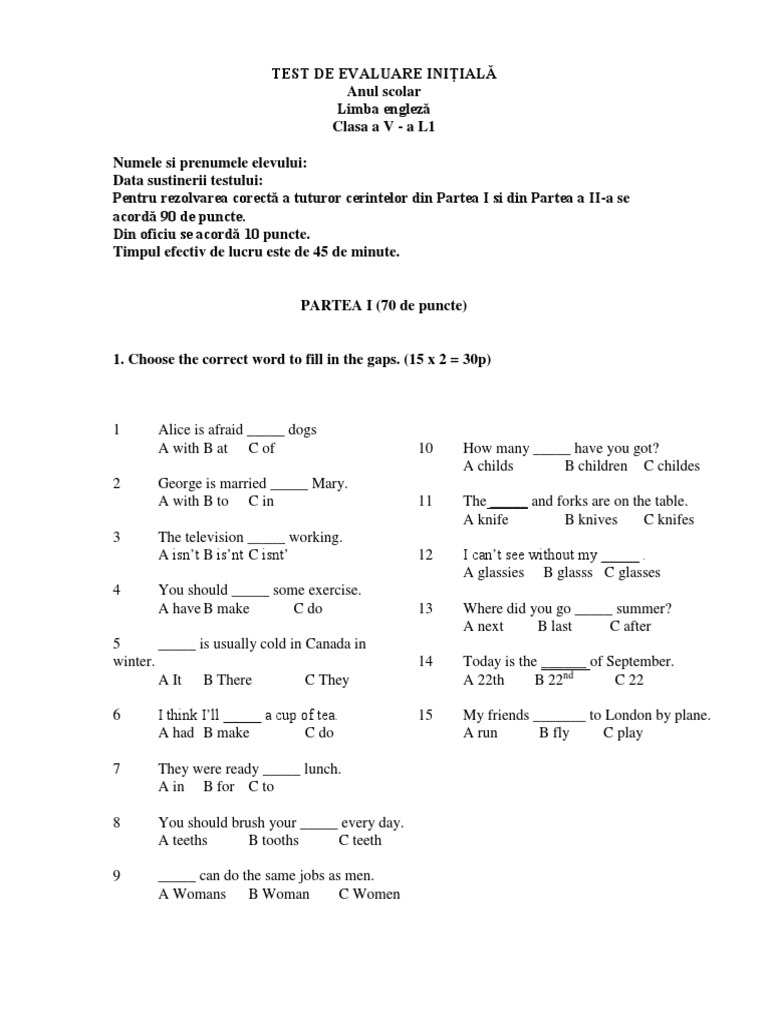 English Test for 5th Grade Students | PDF | Coffeehouse