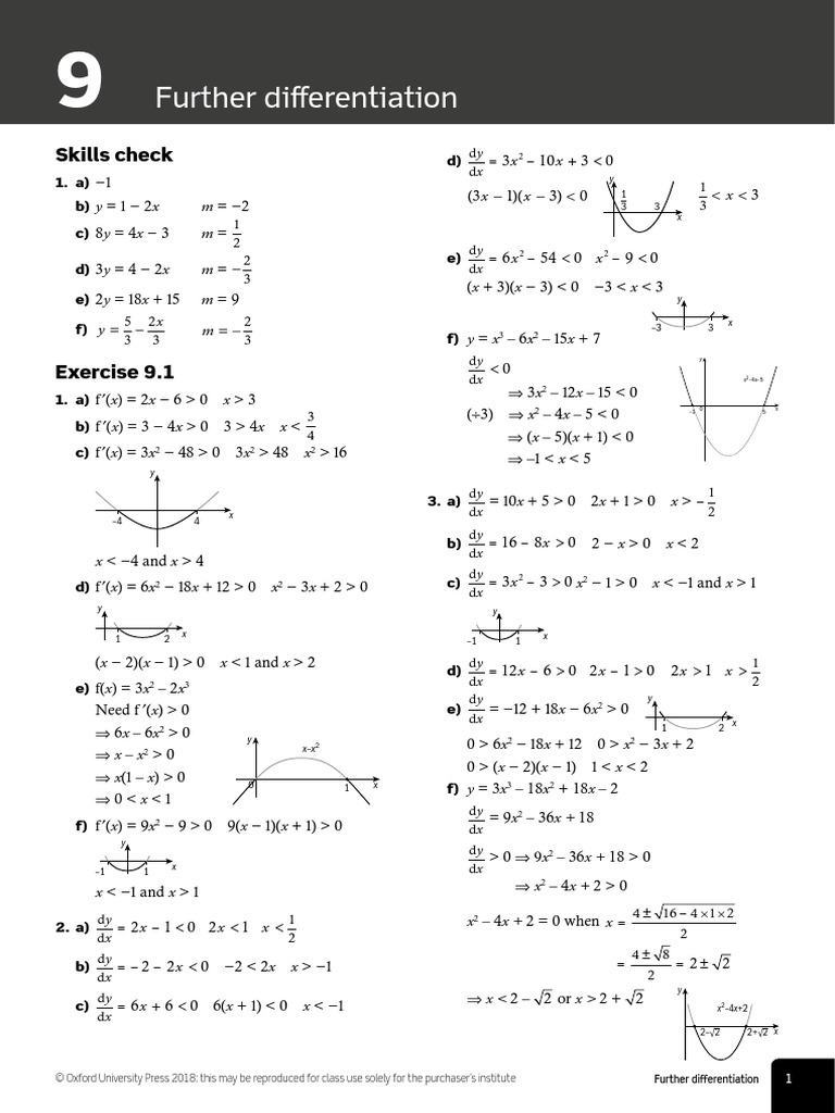 Solutions for Further Differentiation | PDF | Mathematical Concepts ...
