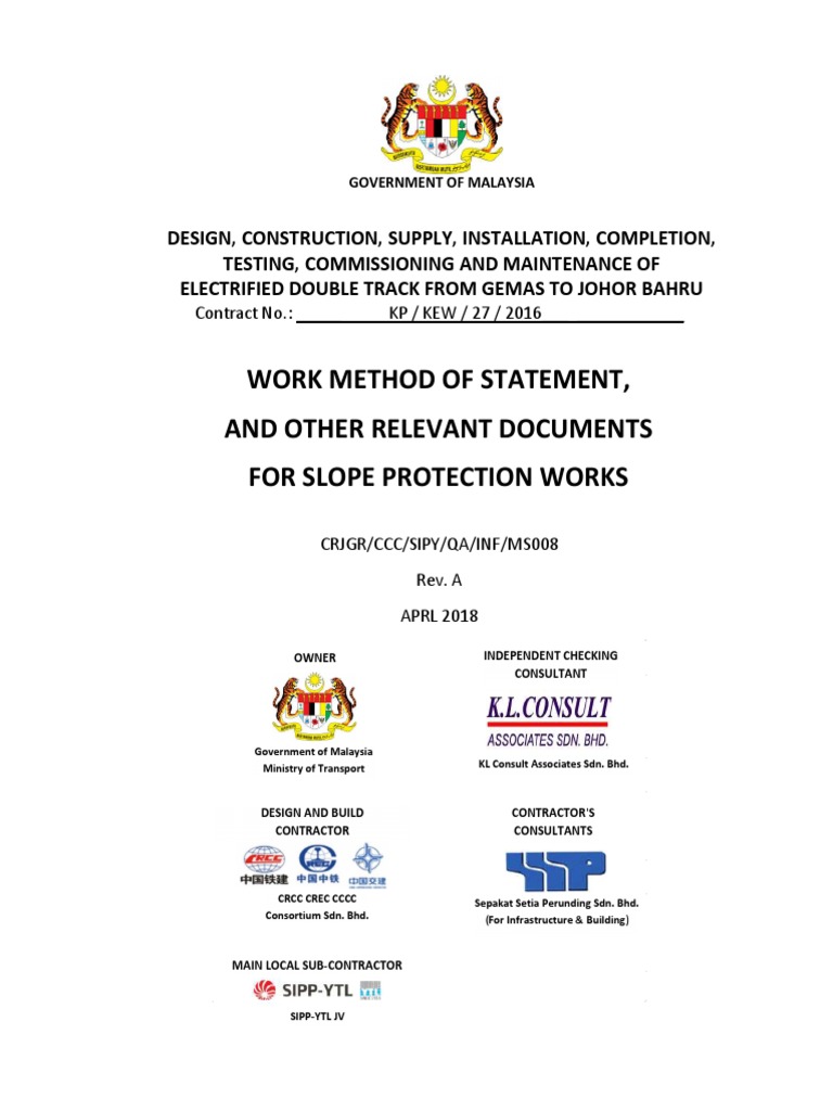 Method Statement For Slope Protection Works Rev A (Approved) | PDF ...