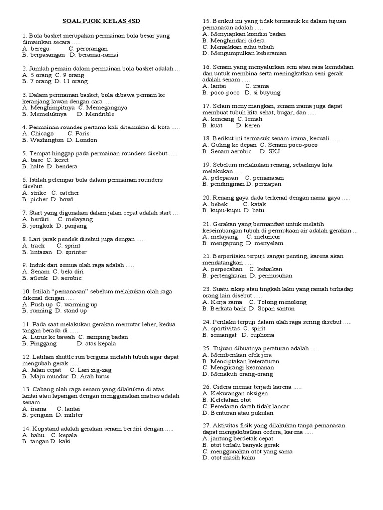 Soal Pjok Kelas 4SD | PDF