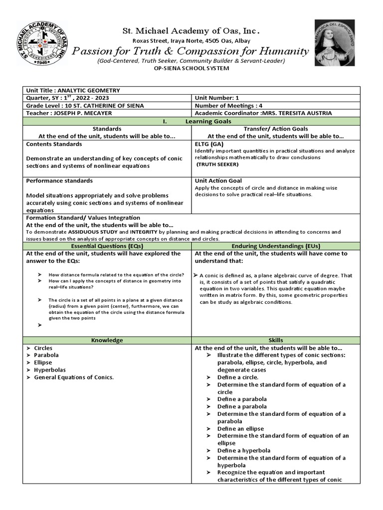 Lesson Plan Sample | PDF | Ellipse | Equations