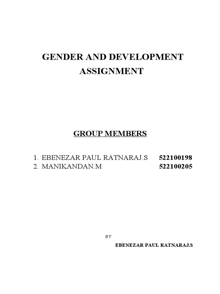 Gender Development Assignment | PDF | Injustice | Crime & Violence Gender Development Assignment | PDF | Injustice | Crime & Violence