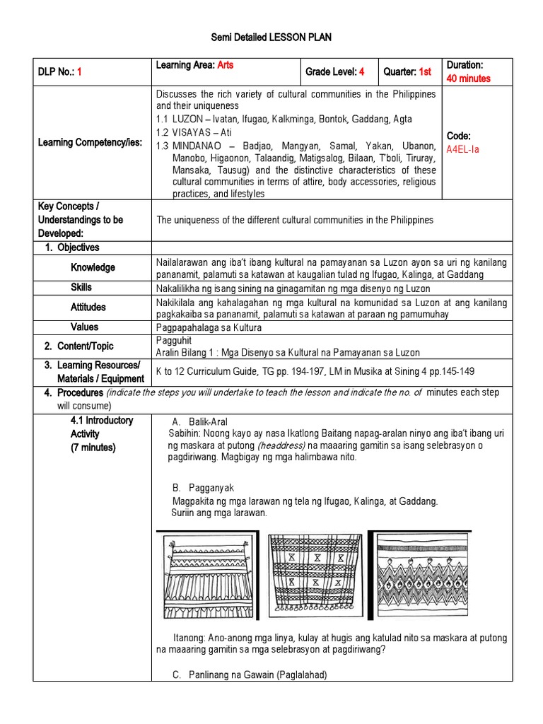 Arts IV q1 Melc Based DLP | PDF