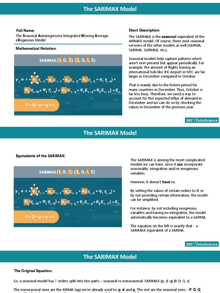The SARIMAX Model: Full Name: Short Description | PDF | Errors And ...