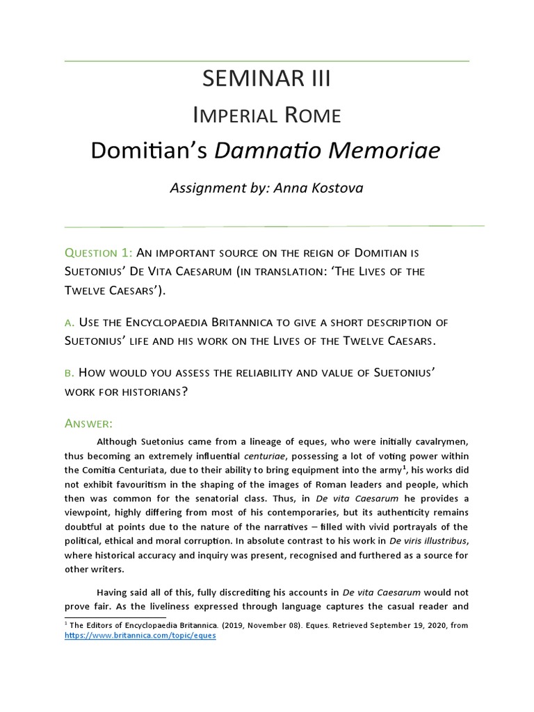 Imperial Rome Assignment | PDF | The Twelve Caesars | Suetonius