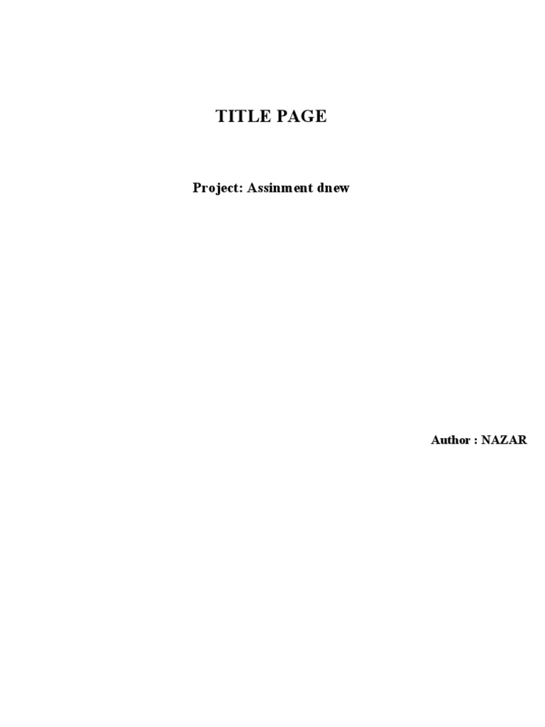 Title Page: Project: Assinment Dnew | PDF