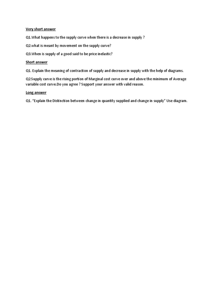 Supply Questions | PDF | Finance & Money Management | Teaching Methods ...