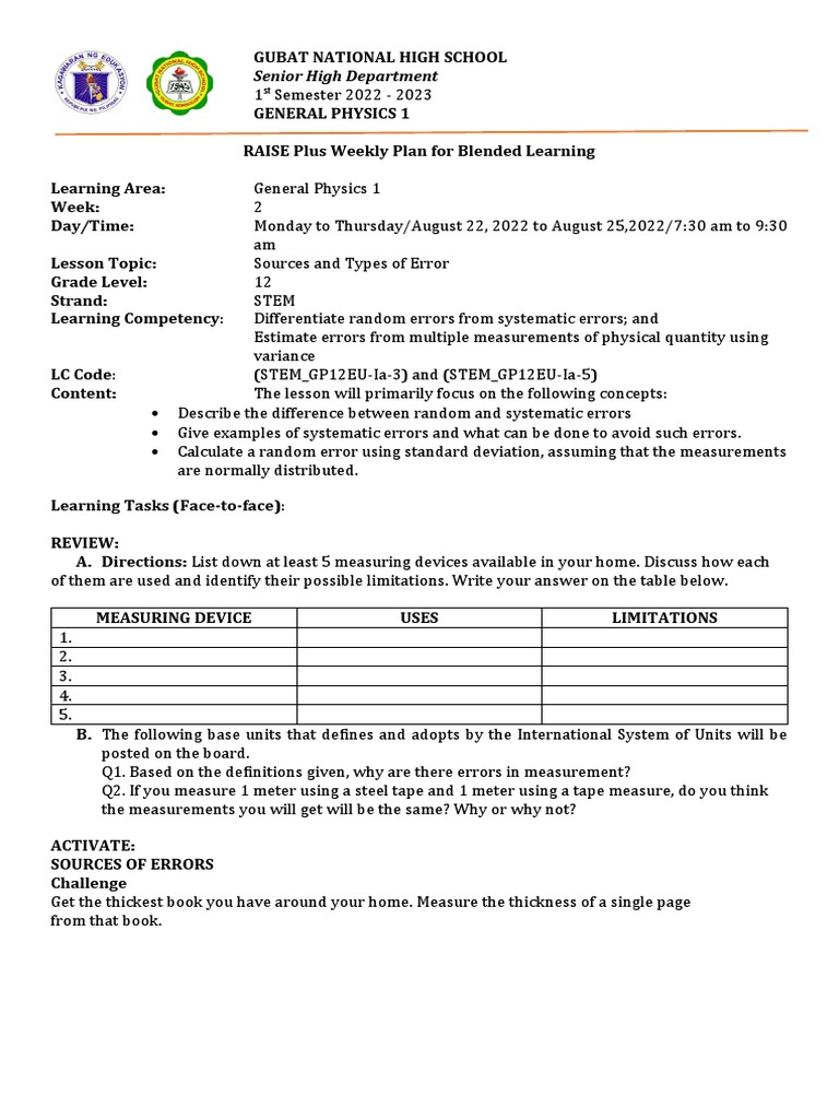 Understanding Systematic and Random Errors | PDF | Errors And Residuals ...