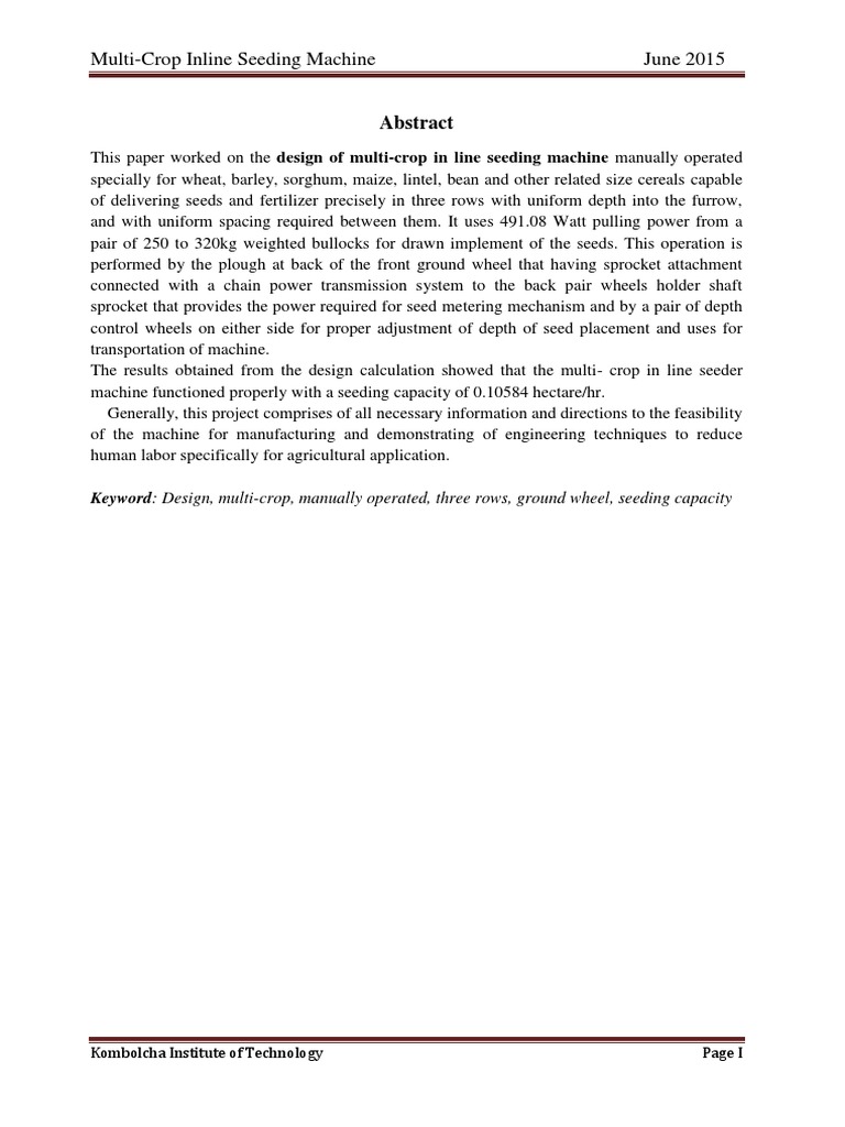 Multi Crop Line Seeding | PDF | Wheat | Tillage