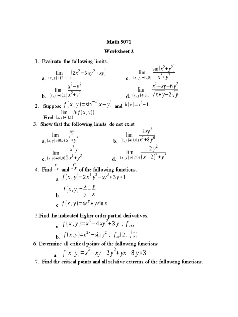 Math 3071 WS II | PDF | Differential Calculus | Functions And Mappings