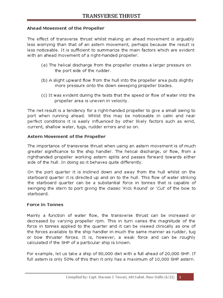 Transverse Thrust | PDF | Propeller | Horsepower