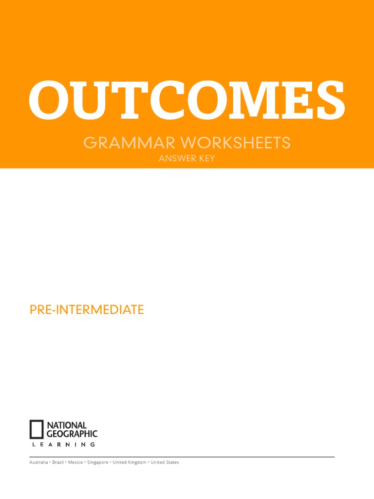 Outcomes Pre-Intermediate Grammar Worksheets - Answer Key | PDF | Verb | Noun