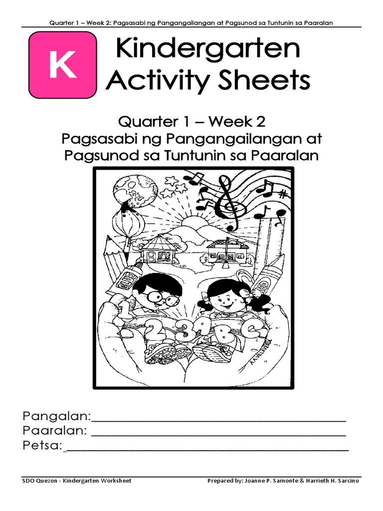 Kindergarten Activity Sheets: Quarter 1 - Week 2 | PDF