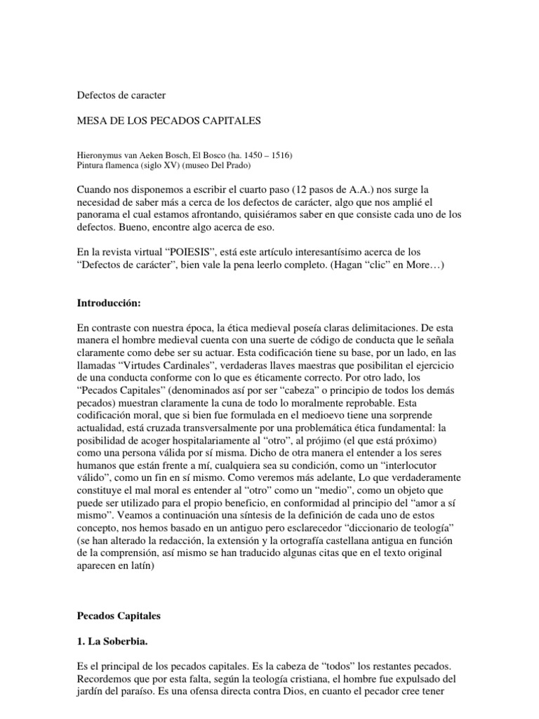 Defectos de Caracter | PDF | Siete pecados capitales | Cristianismo