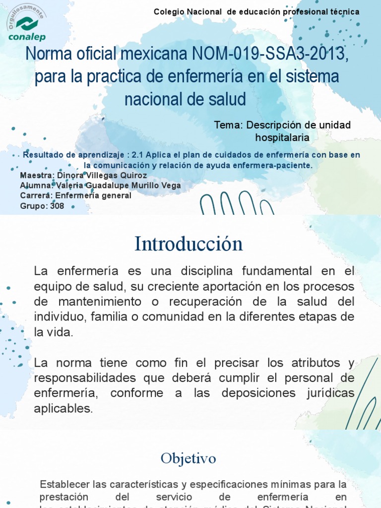 NOM-019-SSA3-2013 | PDF | Enfermería | Titulo academico