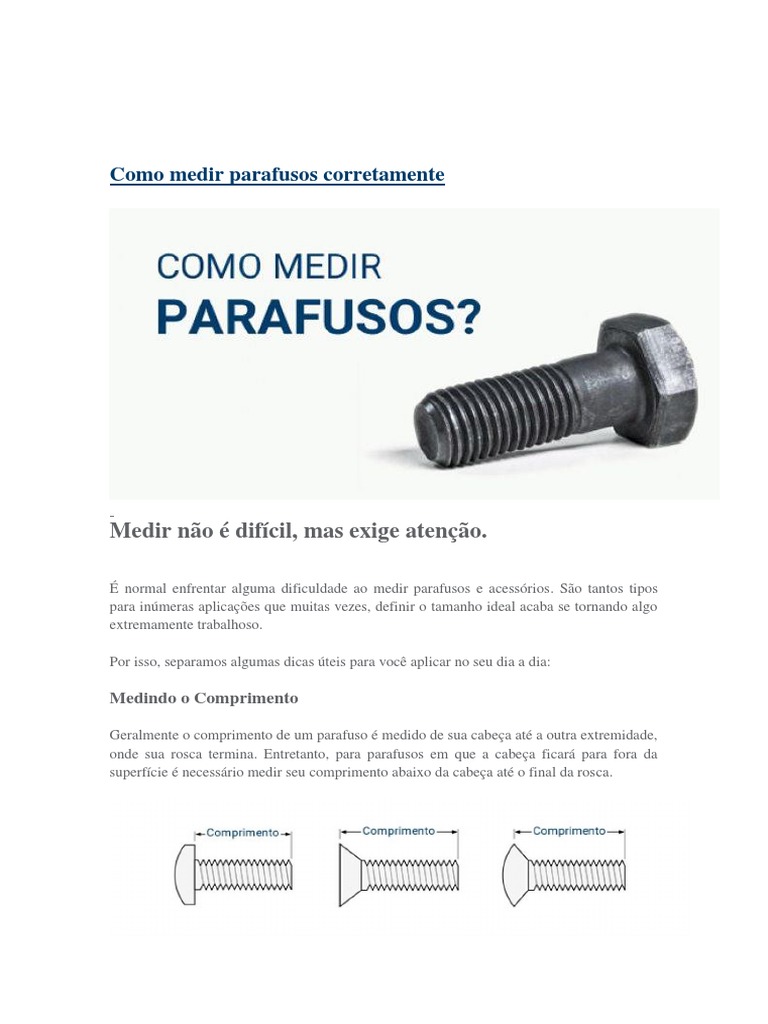Como Medir Parafusos Corretamente | PDF