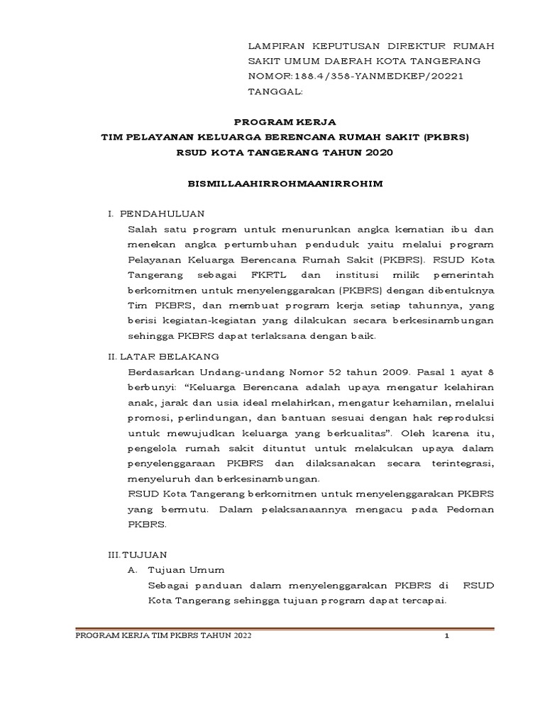 PROGRAM KERJA TIM PKBRS TH 2022 Ok Bener | PDF