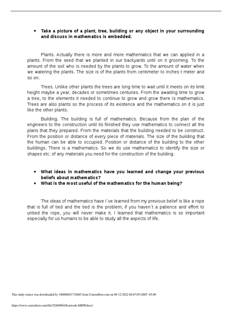 Seatwork MMW | PDF | Trees | Plants