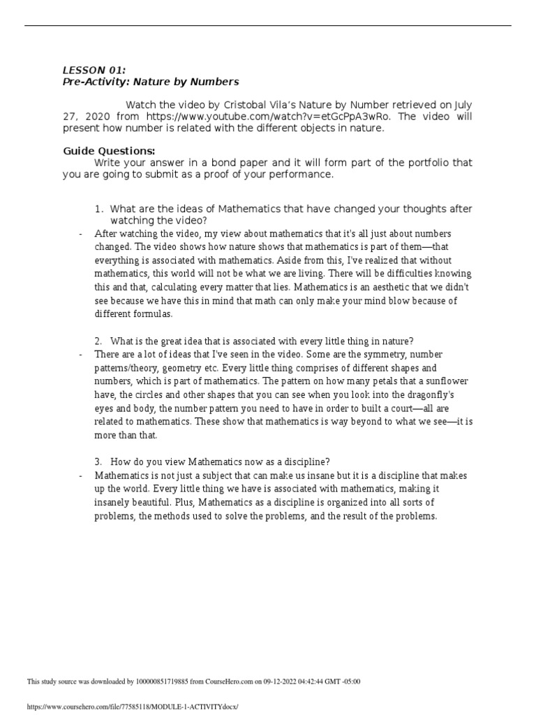 Module 1 Activity | PDF | Mathematics | Pattern