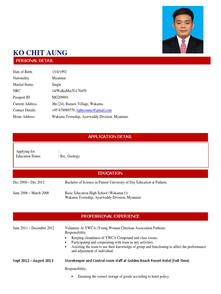 Ko Chit Aung CV | PDF