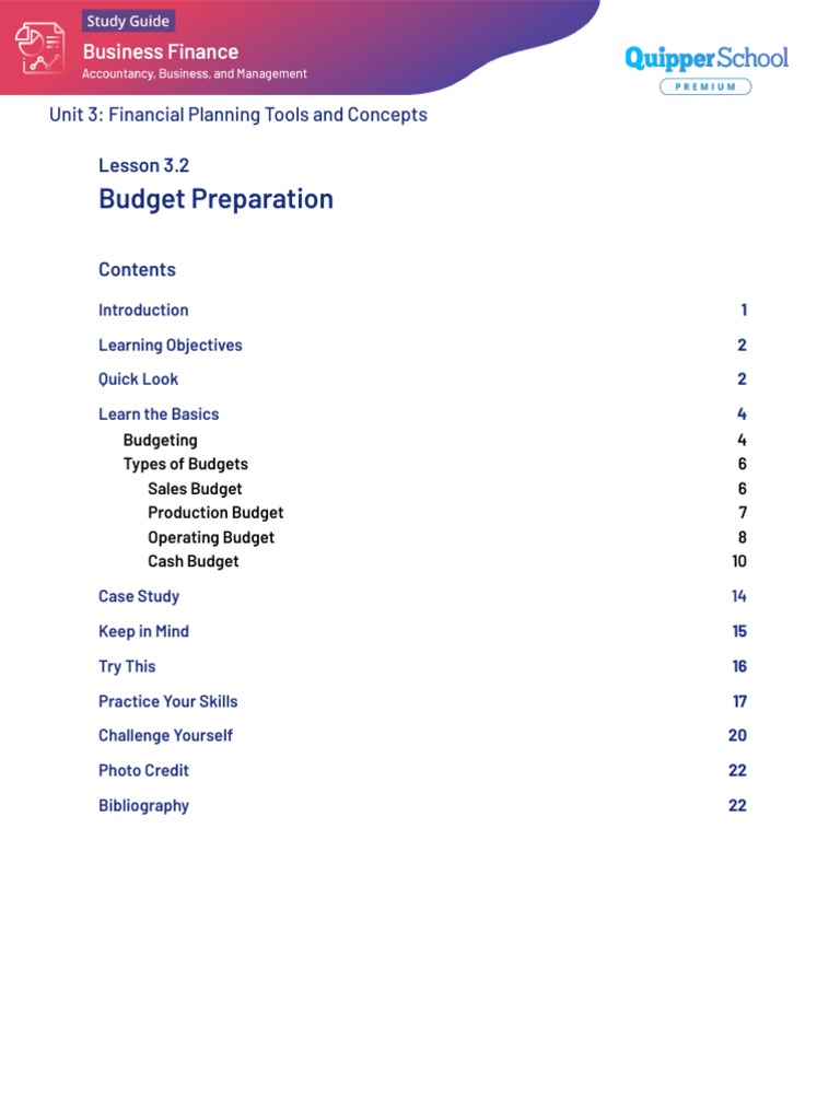 Busfin 6 Budget-Plan | PDF | Budget | Inventory
