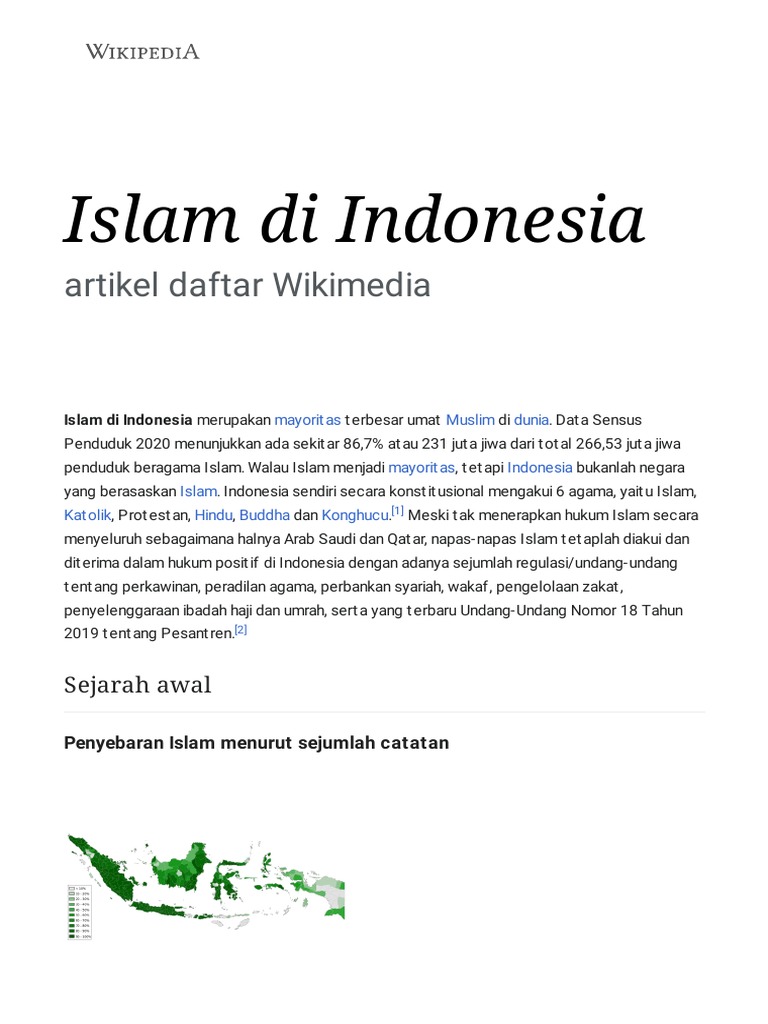 Islam Di Indonesia - Wikipedia Bahasa Indonesia, Ensiklopedia Bebas | PDF