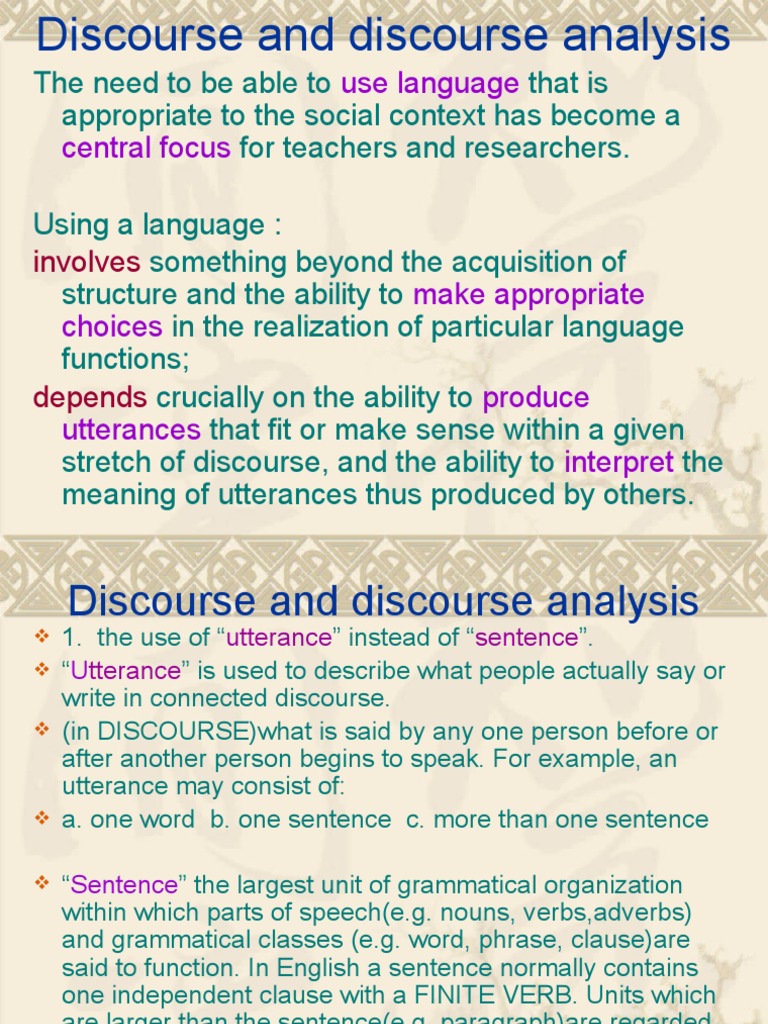 Discourse Analysis and Course Design | PDF | Discourse | Schema ...
