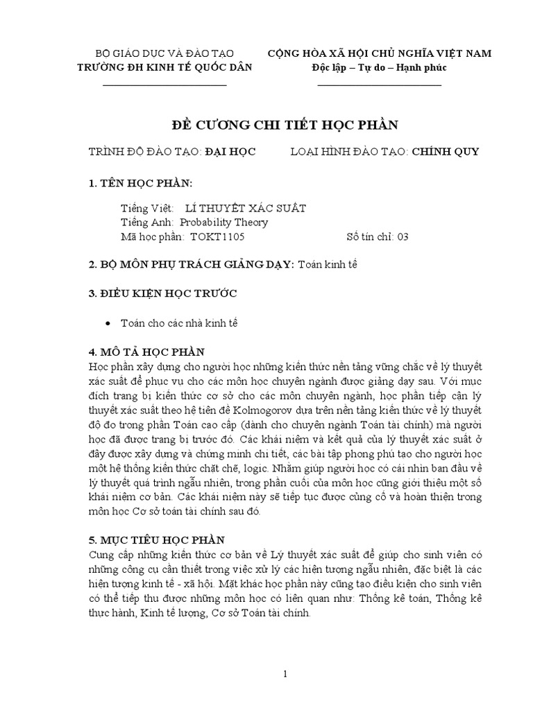 Đề cương TOKT1105 - LTXS - 20 - 8 - 2020 | PDF