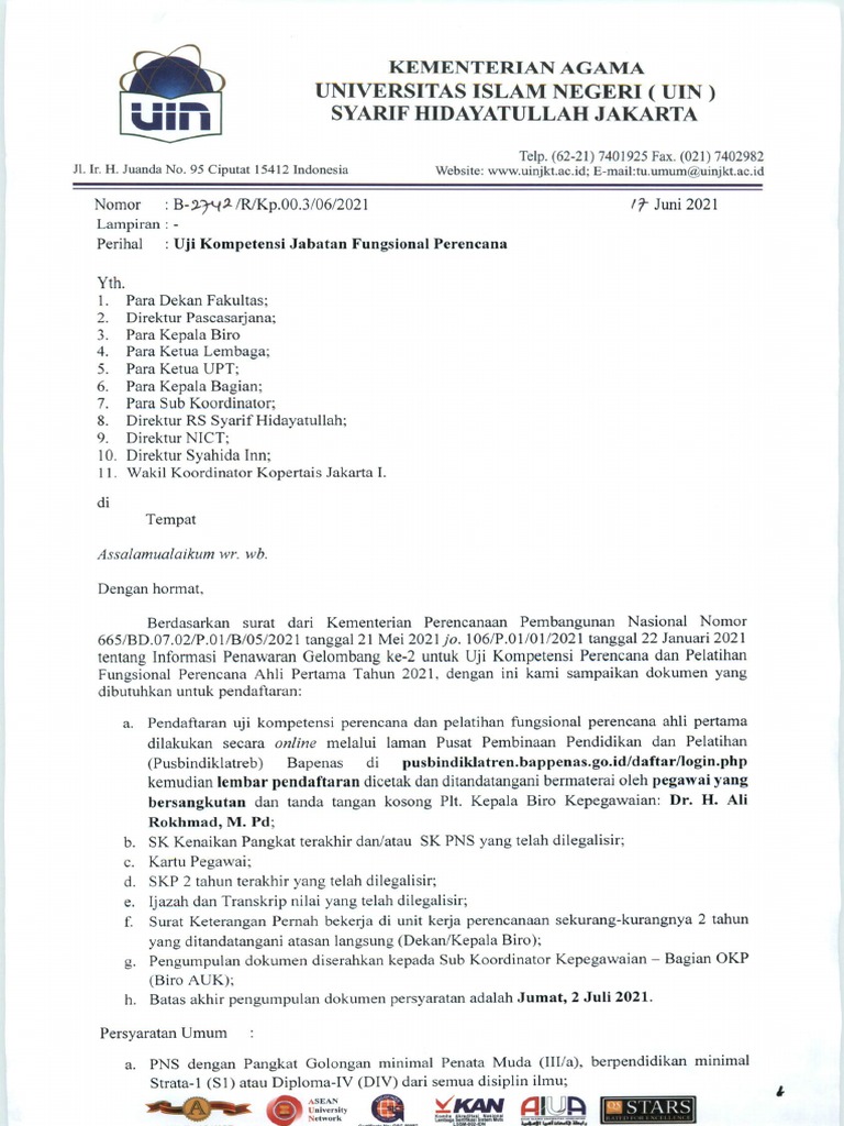 Uji Kompetensi Jabatan Fungsional Perencana | PDF